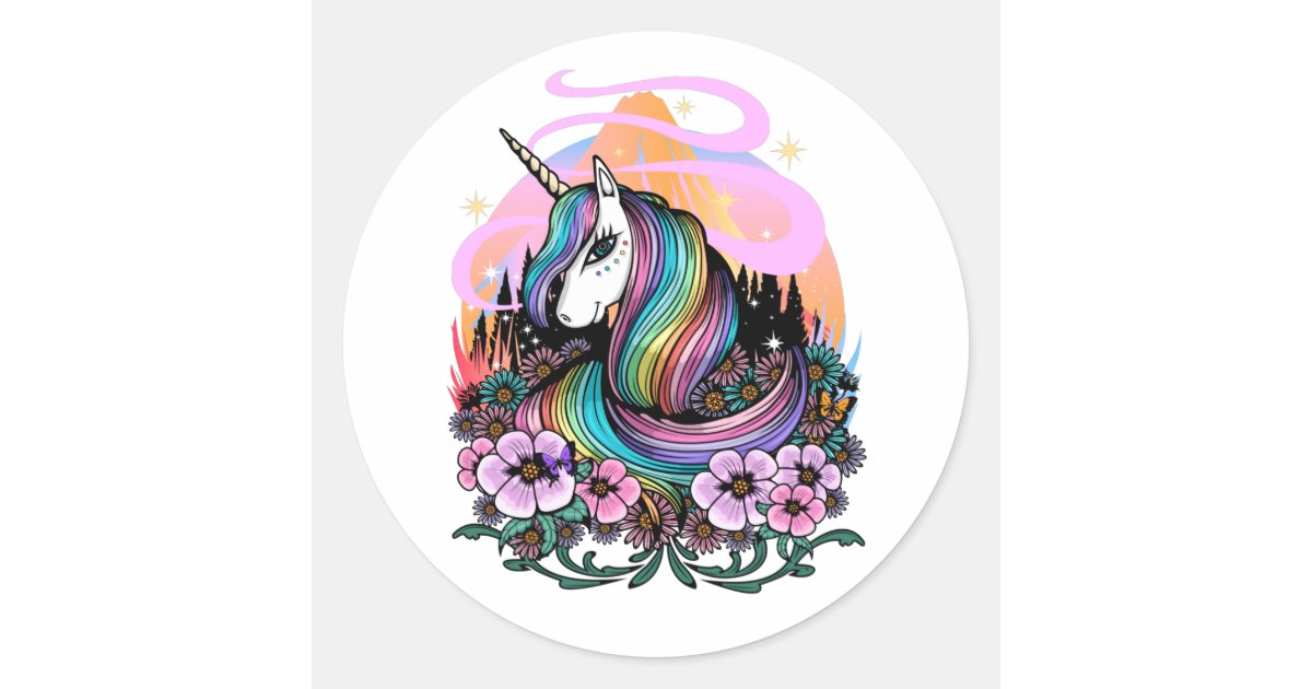 Majestic Unicorn Classic Round Sticker | Zazzle