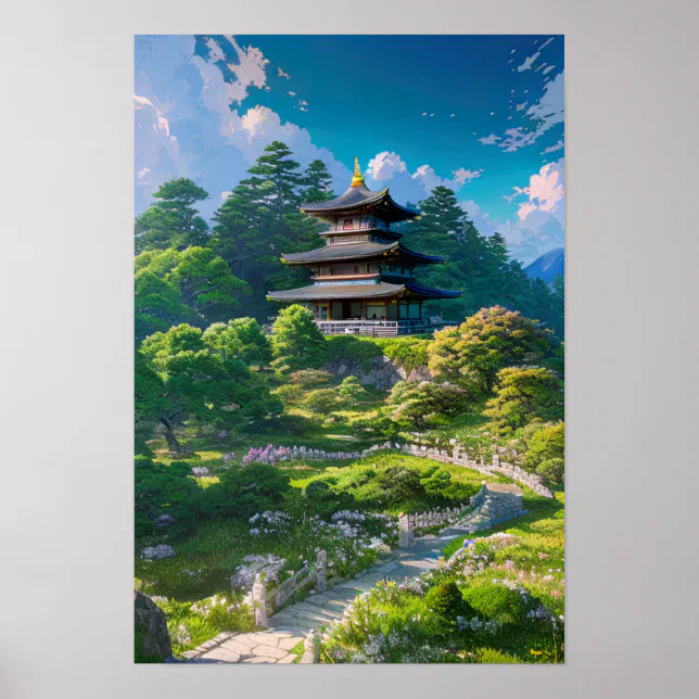 Majestic Wooden Temple Poster | Zazzle