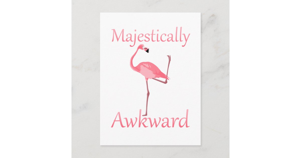Majestically Awkward Pink Flamingo Postcard | Zazzle