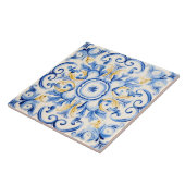 Majolica: Blue and Gold Ceramic Tile | Zazzle