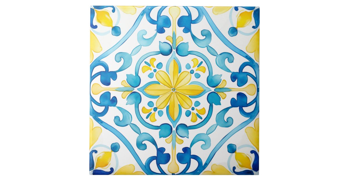 Majolica,blue tiles,Sicilian tiles,Ceramic Tile | Zazzle