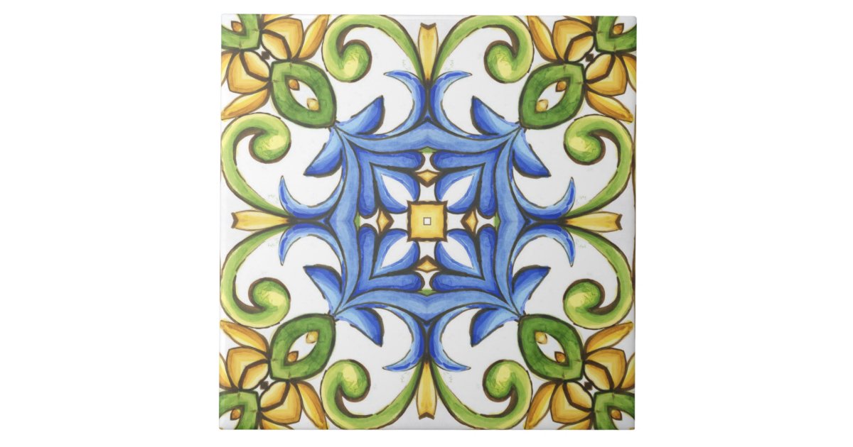 Majolica,Mediterranean tiles, Ceramic Tile | Zazzle