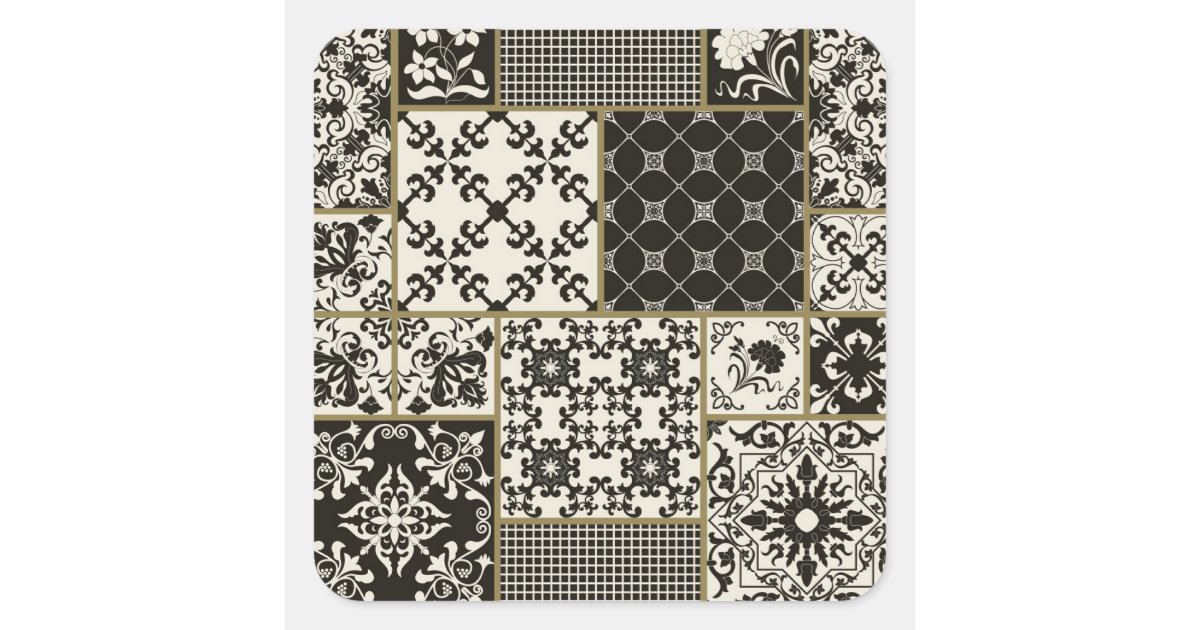 Majolica tile Islamic motifs. Square Sticker | Zazzle