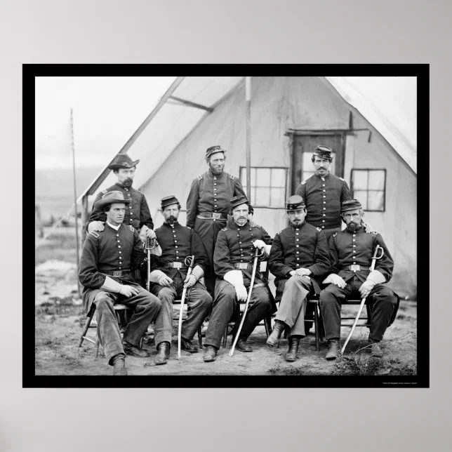Major H.W. Sawyer and Staff at Camp Stoneman 1865 Poster | Zazzle
