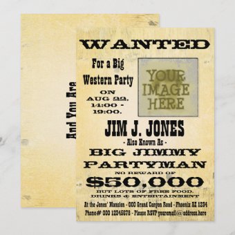 Make a Western Party Wanted Poster Invitation Card | Zazzle