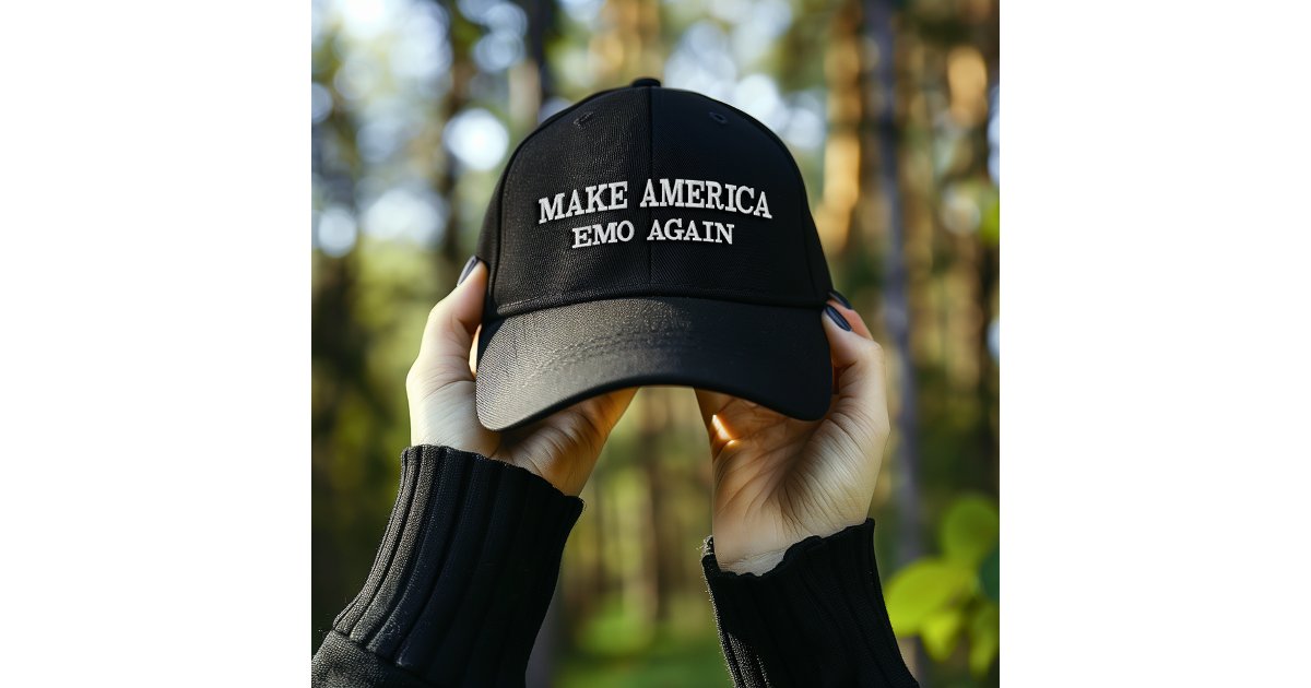 MAKE AMERICA EMO AGAIN EMBROIDERED BASEBALL CAP | Zazzle