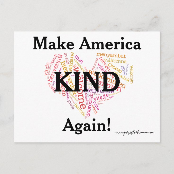 Make America KIND again. Anti-trump Postcard | Zazzle