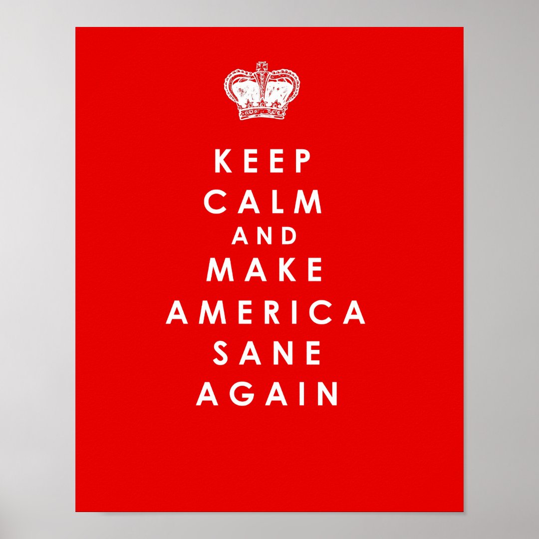 Make America Sane Again Red Anti Trump Poster | Zazzle