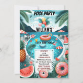 make boy water blue Cool Pool Party 13th Birthday Invitation | Zazzle
