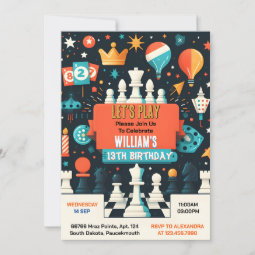 Make Chess King And Queen Game Night 13th Birthday Invitation | Zazzle