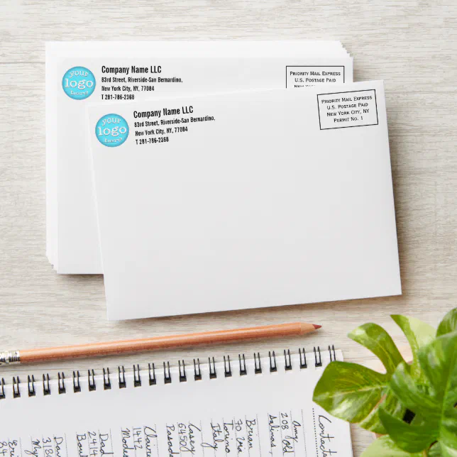 Make Custom Company Logo Return Address Indicia A6 Envelope | Zazzle