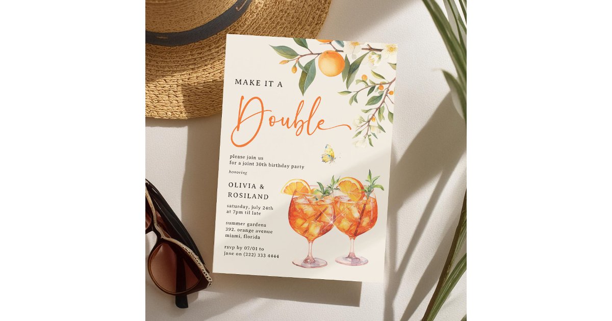 Make it a Double Aperol Spritz' Joint Birthday Invitation | Zazzle