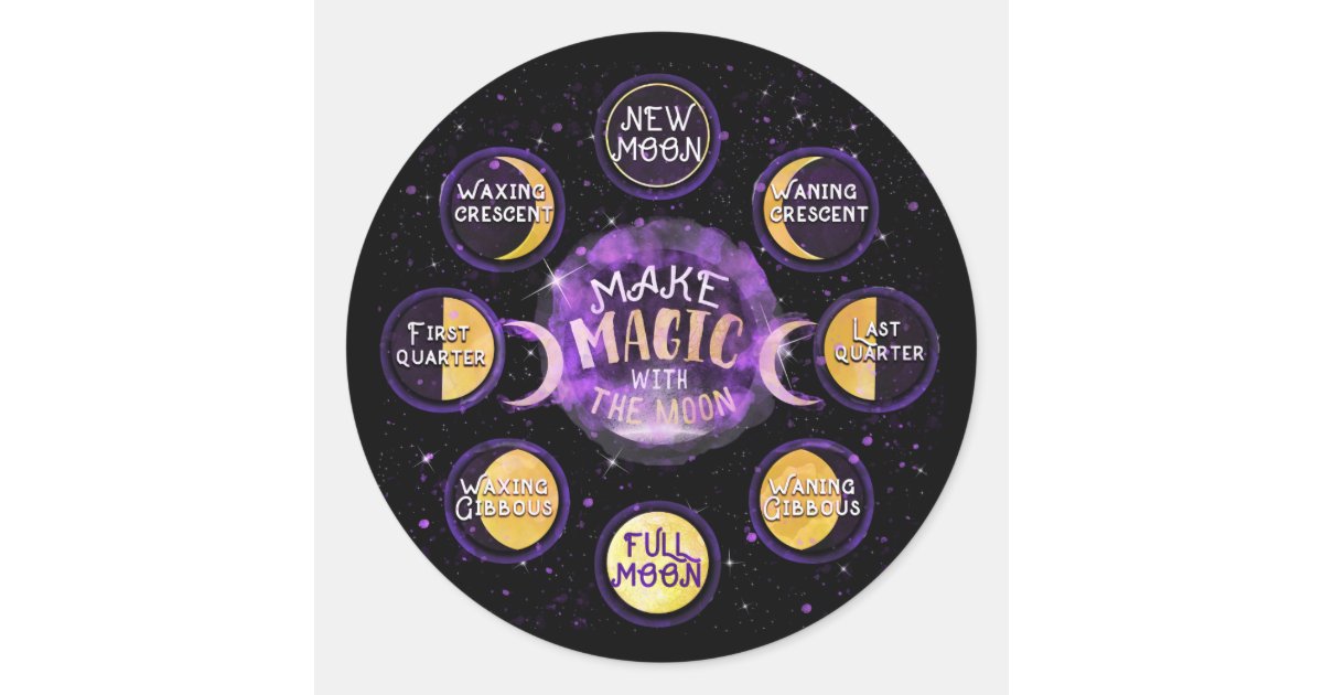 Make Magic With The Moon Lunar Cycles Phases Party Classic Round ...