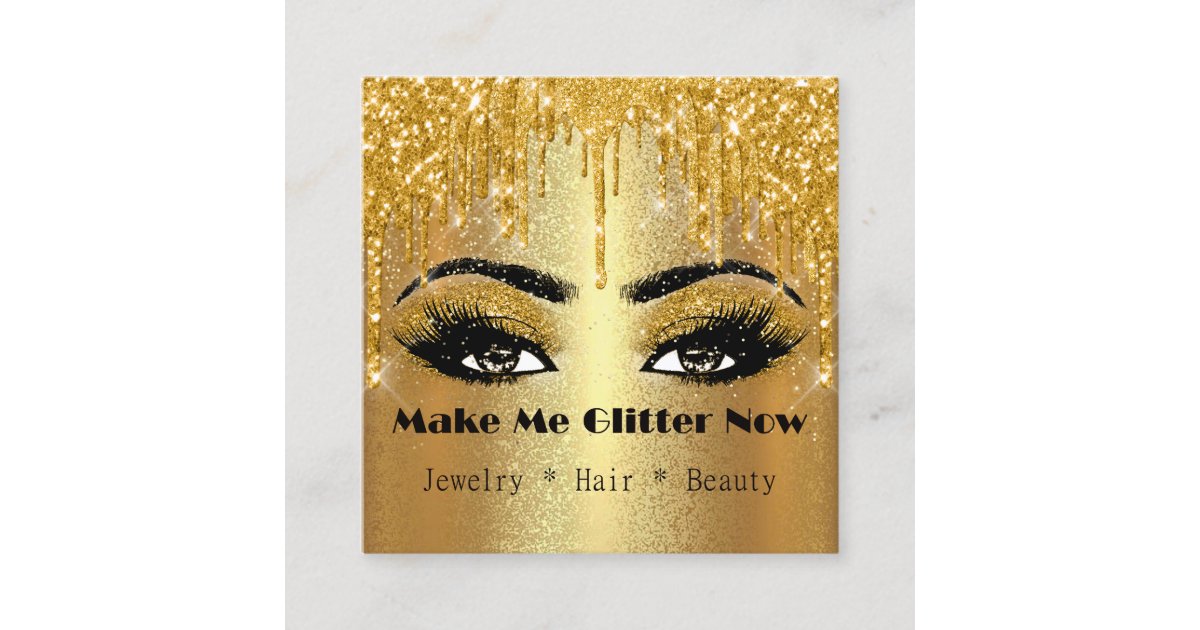 Make Me Glitter Gold Logo Drip VIP Gold Lux Square Business Card | Zazzle