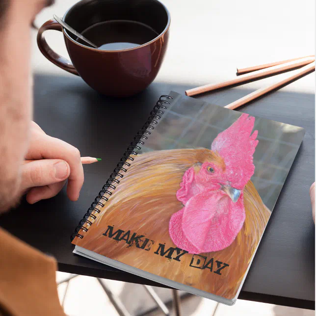 Make My Day Angry Red Rooster Meme Notebook | Zazzle