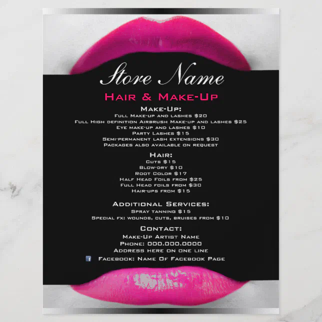 Make-Up Artist Beauty Salon List Of Services Flyer | Zazzle Make-Up Artist Beauty Salon List Of Services Flyer | Zazzle