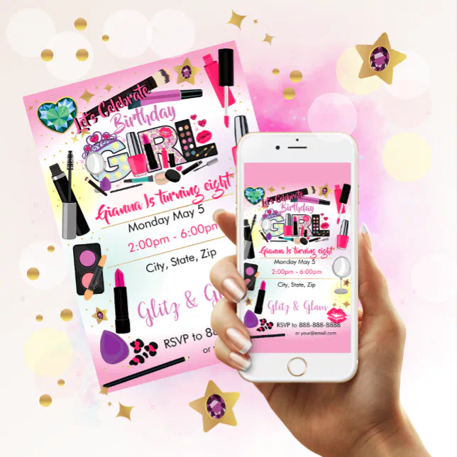 Make up Birthday Invitation | Zazzle