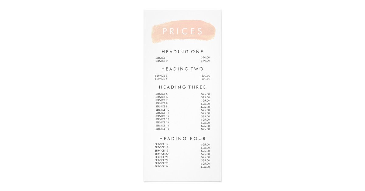 Make Up Cosmetics Beautician Menu Price List | Zazzle