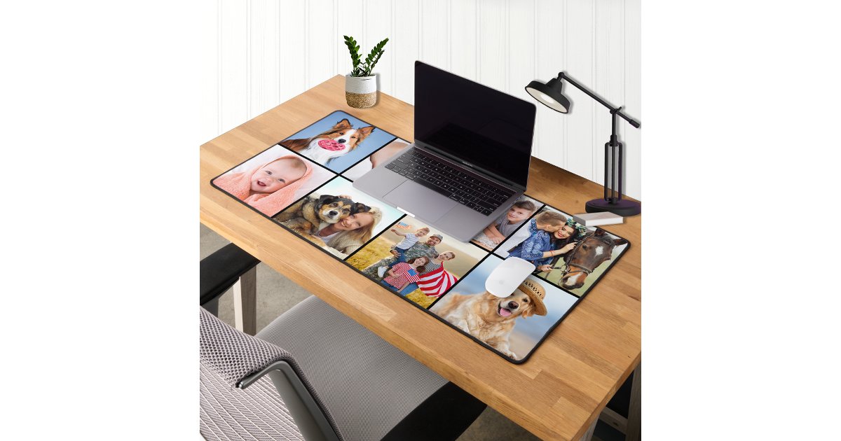 Make Your Own 8 Photo Collage Custom Desk Mat | Zazzle