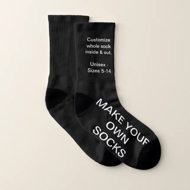 Make Your Own BLACK Custom Socks | Zazzle