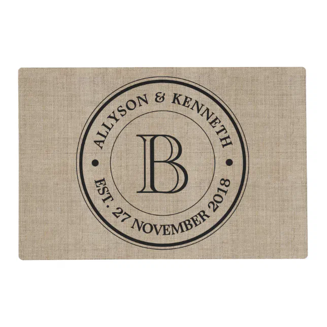 Make Your Own Burlap Retro Logo Monogram Placemat | Zazzle