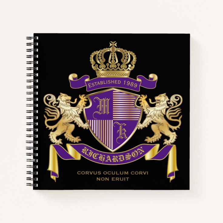 Make Your Own Coat of Arms Monogram Crown Emblem Notebook | Zazzle