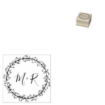 Make Your Own Custom Calligraphy Wedding Initials Rubber Stamp | Zazzle