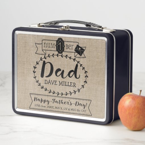 Make Your Own Father’s Day Number 1 Dad Monogram Metal Lunch Box | Zazzle