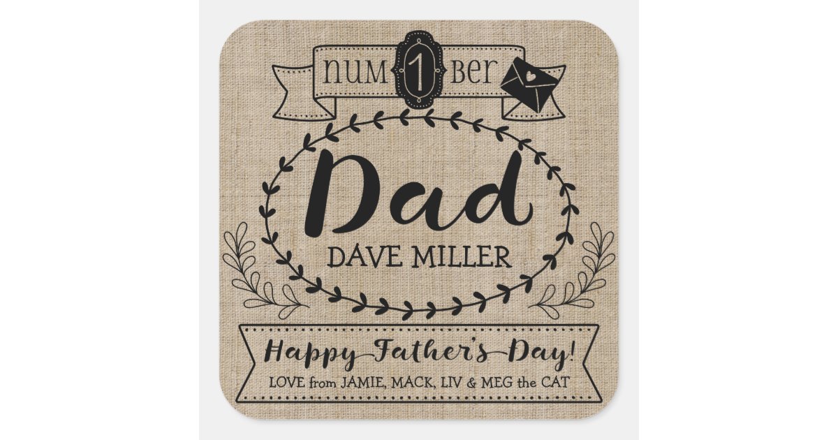 Make Your Own Father’s Day Number 1 Dad Monogram Square Sticker | Zazzle