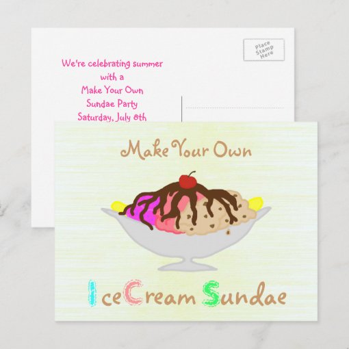 Make Your Own Ice Cream Sundae Party Invitation | Zazzle