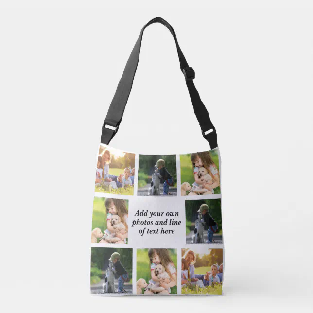 Make your own photo collage and text crossbody bag | Zazzle