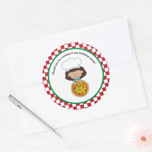 Make Your Own Pizza Party Girl Thank You Favor Classic Round Sticker ...