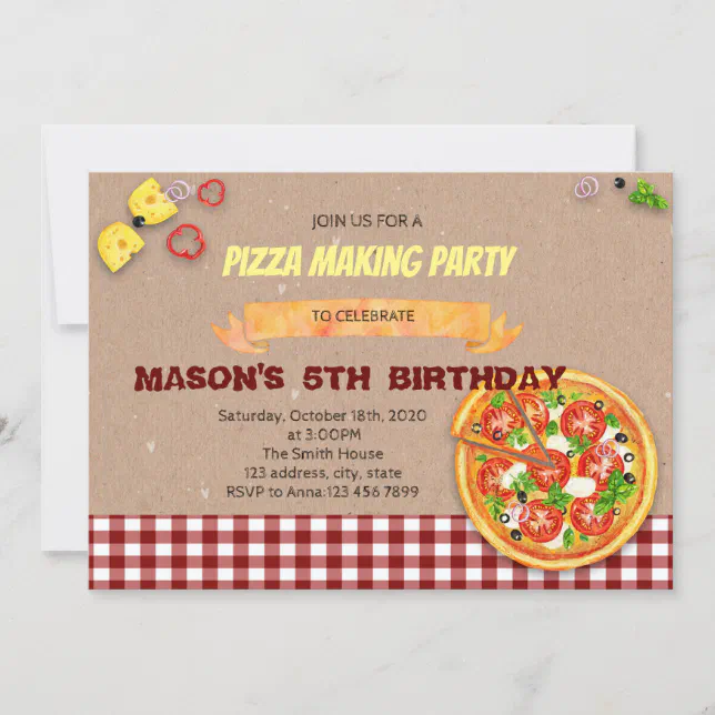 Make your own pizza party invitation | Zazzle