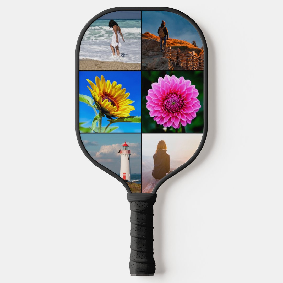 Make Your Own Six Picture Custom Photo Collage Pickleball Paddle | Zazzle