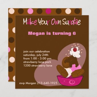 Make Your Own Sundae Birthday Invitation | Zazzle