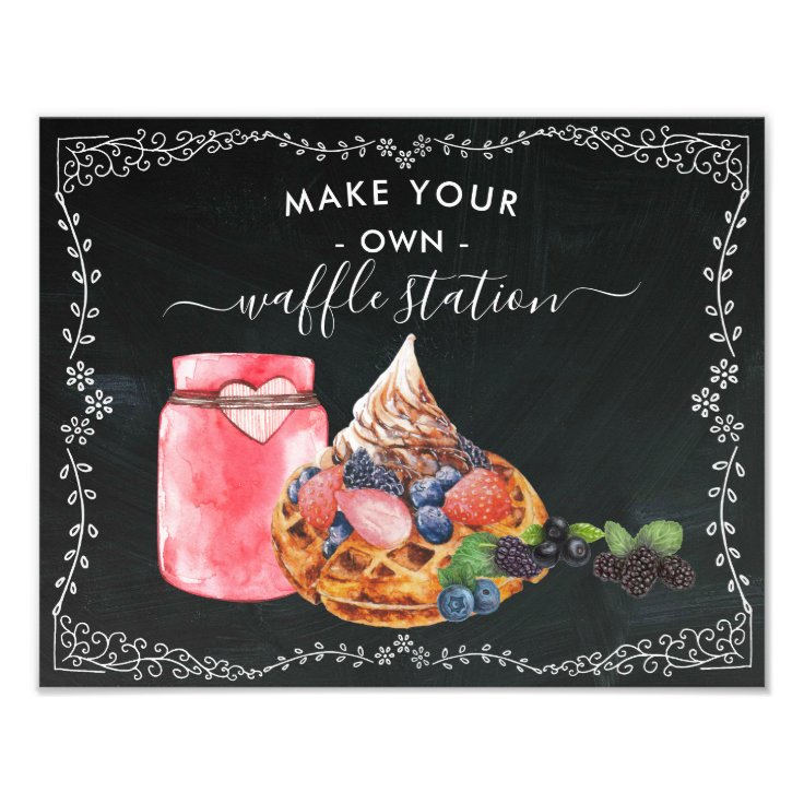 Make Your Own Waffle Station Chalkboard Sign | Zazzle