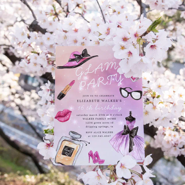 Makeover Glam Sparkle Birthday Party Invitation | Zazzle