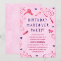 Makeover Party | Pink & Purple Girls Birthday Invitation | Zazzle