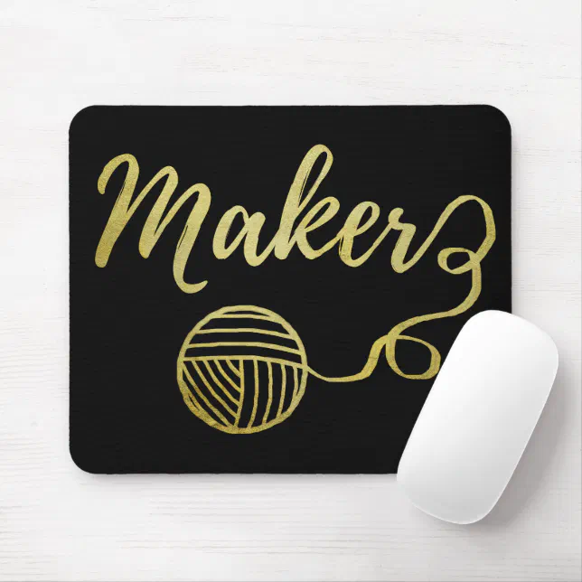 Maker Crafts & Yarn Typography Faux Gold Foil Mouse Pad | Zazzle