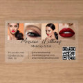Makeup Artist 4 Photo Collage QR Code Clear Business Cards | Zazzle
