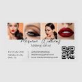 Makeup Artist 4 Photo Collage QR Code Clear Business Cards | Zazzle
