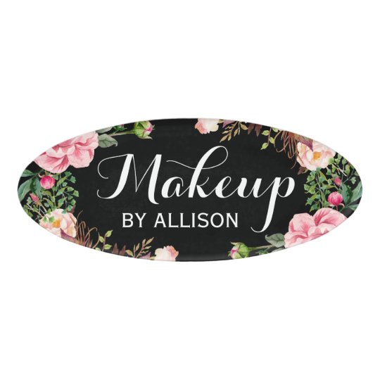 Makeup Artist Beauty Salon Classy Floral Wrapped Name Tag | Zazzle.com
