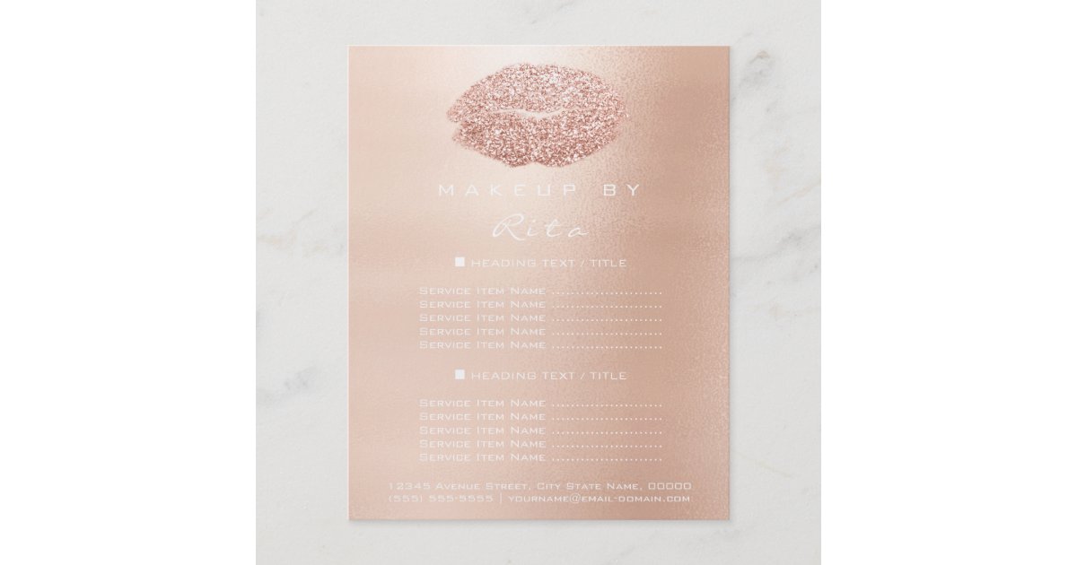 Makeup Artist Beauty Salon Glitter Flyer Pink Lips | Zazzle