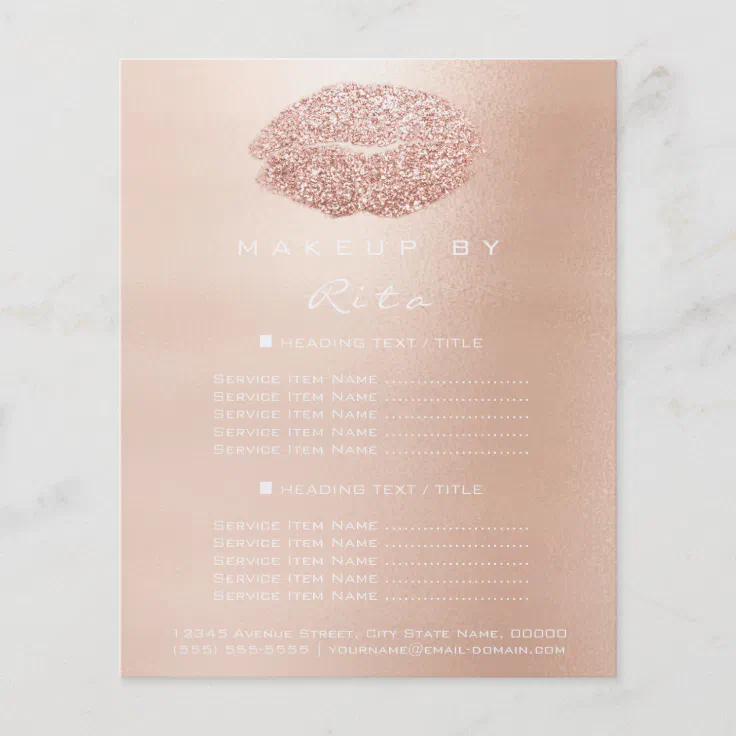 Makeup Artist Beauty Salon Glitter Flyer Pink Lips | Zazzle