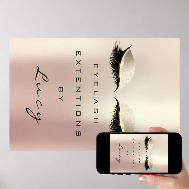 Makeup Artist Beauty Salon Lashes Eyes Rose Gold Poster | Zazzle