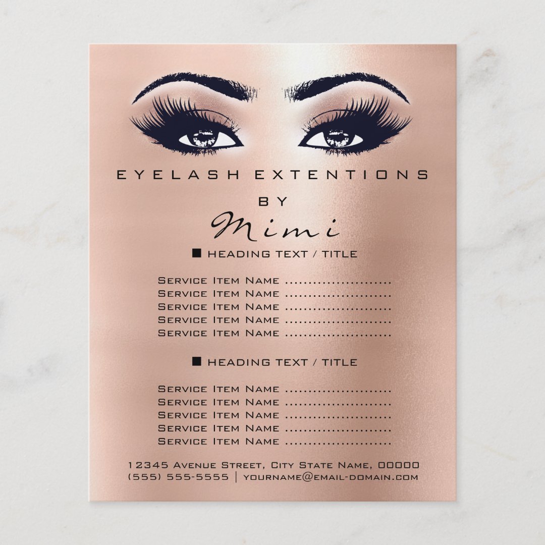 Makeup Artist Beauty Salon Lashes Flyer Eyes Rose | Zazzle