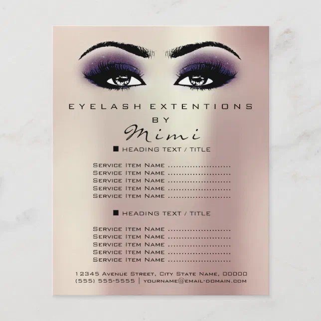 Makeup Artist Beauty Salon Lashes Flyer Pink Viole | Zazzle