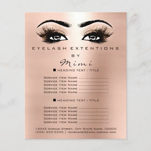 Makeup Artist Beauty Salon Lashes Flyer Rose Gold | Zazzle
