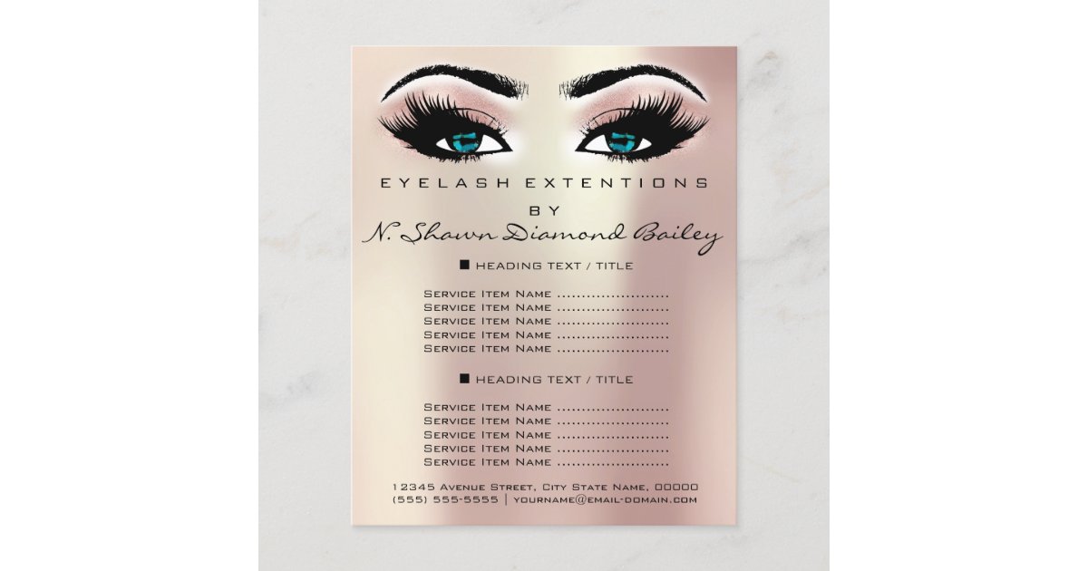 Makeup Artist Beauty Salon Lashes Rose Blue Eyes Flyer | Zazzle