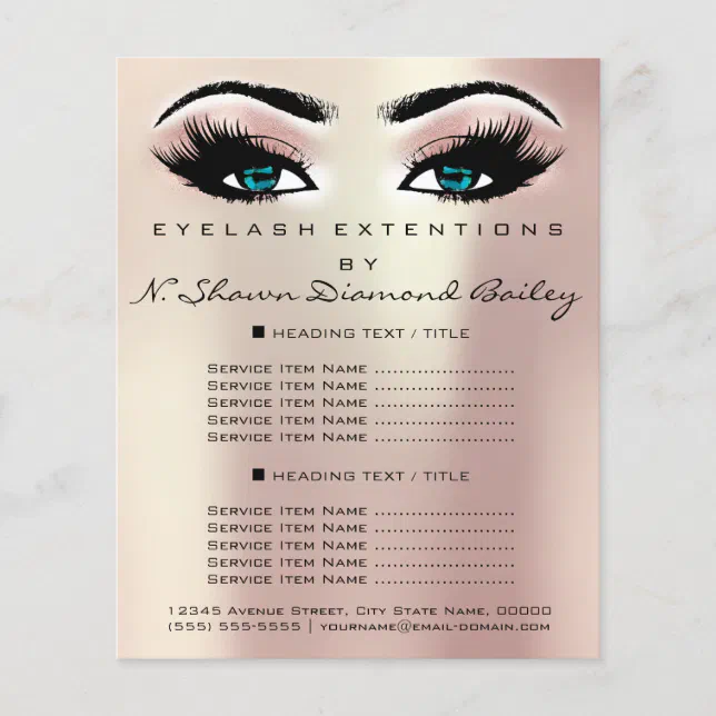 Makeup Artist Beauty Salon Lashes Rose Blue Eyes Flyer | Zazzle